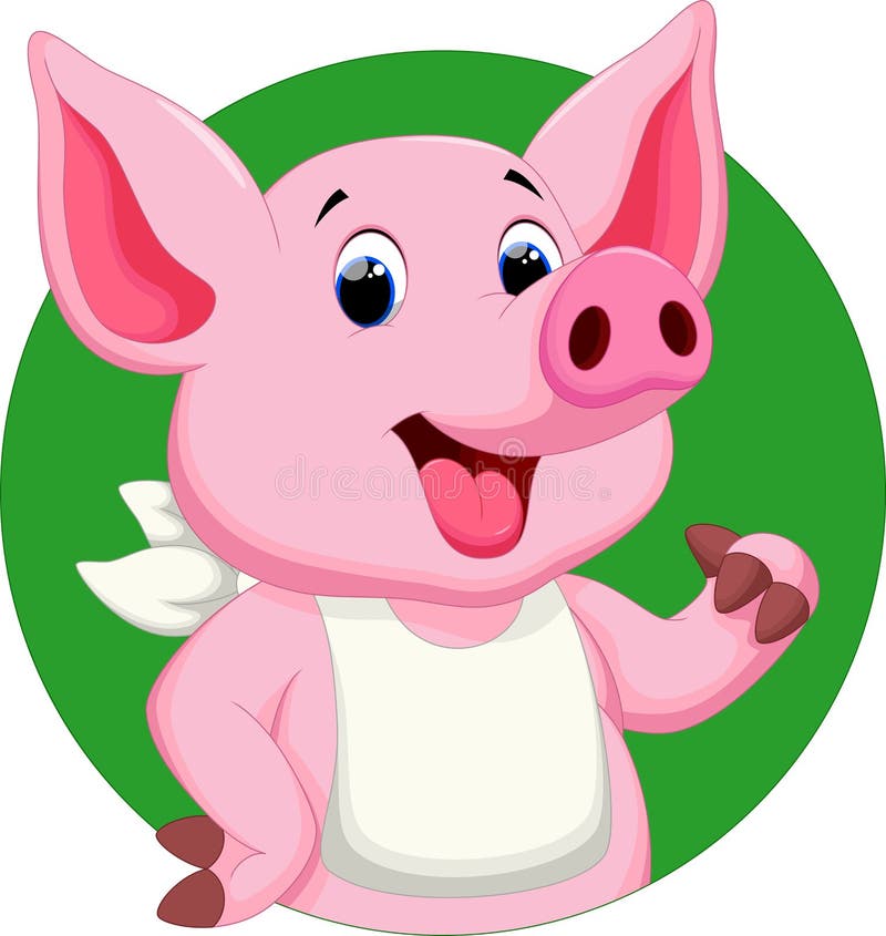 Cute pig cartoon stock illustration. Illustration of pork - 57152154