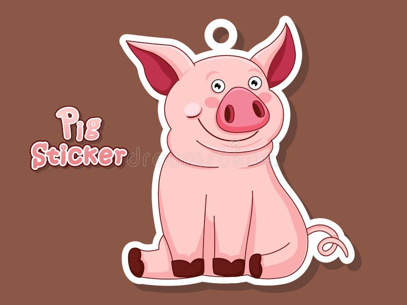 Cute Pig Cartoon Sticker. Vector Illustration with Cartoon Funny Stock ...