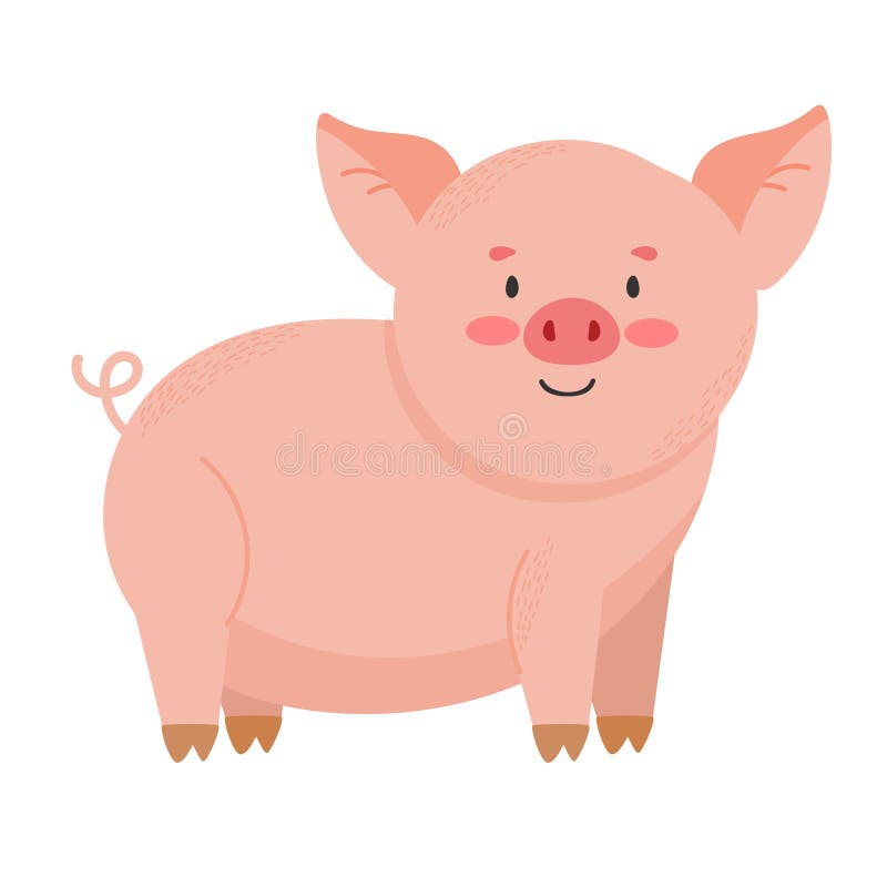 Cute Pig Cartoon. Vector Illustration Stock Vector - Illustration of ...