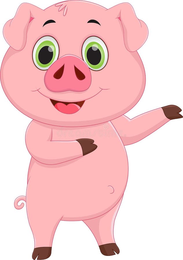 Cute pig cartoon waving stock vector. Illustration of barn - 72418611