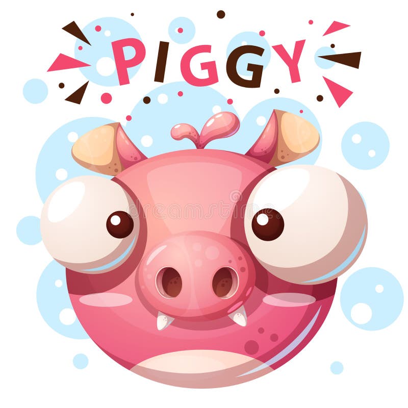 Cute Pig Character - Cartoon Illustration. Stock Vector - Illustration ...