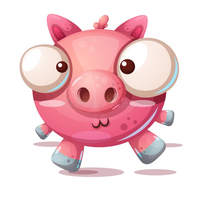 Cute Pig Character - Cartoon Illustration. Stock Vector - Illustration ...
