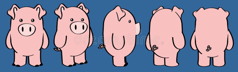 Square Pig Cartoon Illustration Stock Vector - Illustration of drawing ...
