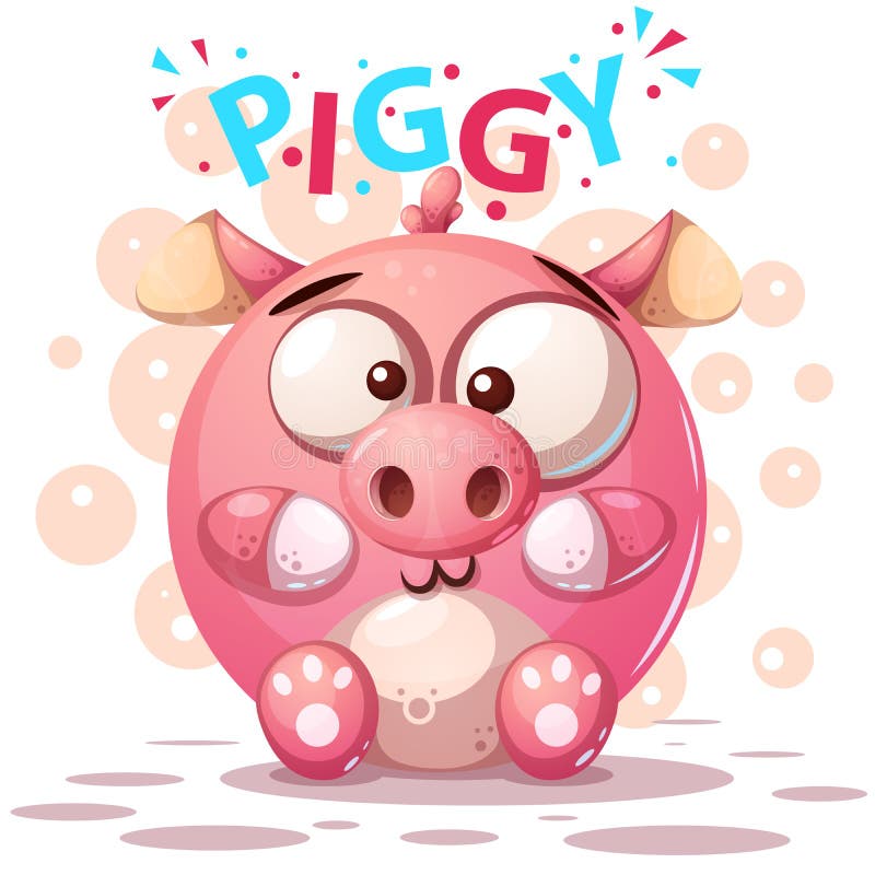 Cute Pig Characters - Cartoon Illustration. Stock Vector - Illustration ...