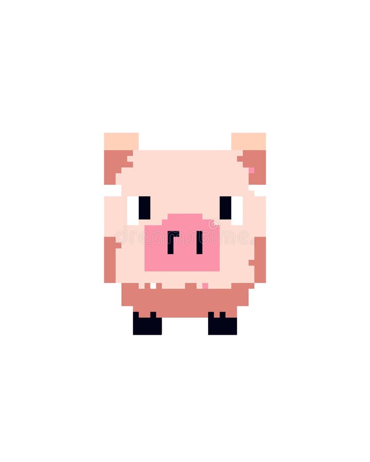 Cute pig front view stock vector. Illustration of 8bit - 302916072
