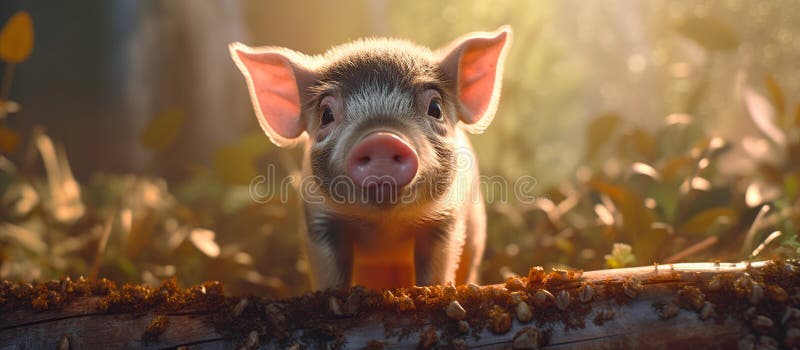 Cute pig Generative AI stock illustration. Illustration of baby - 281395064