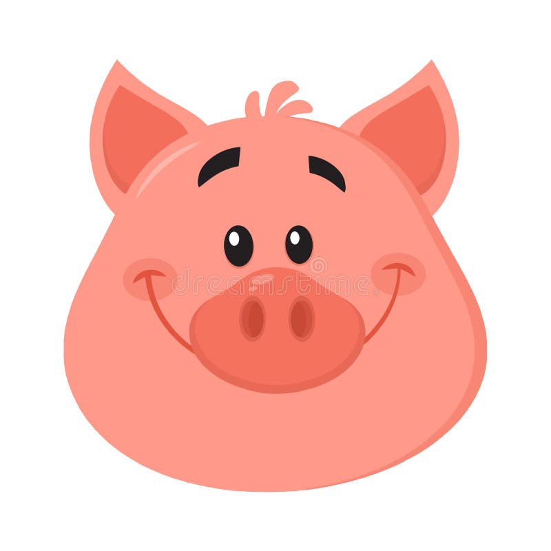 Cute Pig Head Cartoon Character Face Portrait. Stock Vector ...