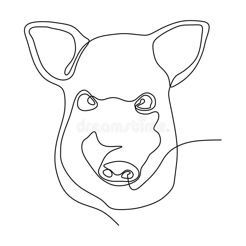 One line drawing of pig stock illustration. Illustration of doodle ...