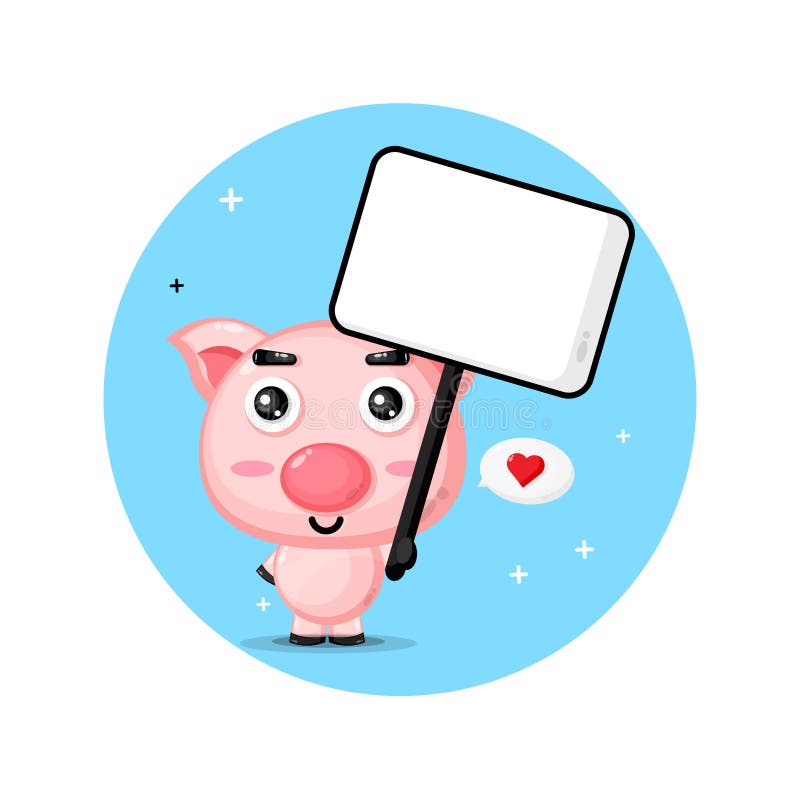 Cute Pig Holding a Blank Sign Stock Vector - Illustration of vector ...