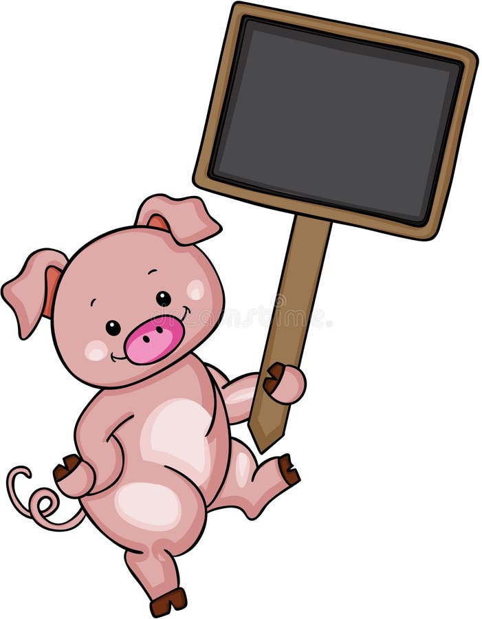 Pig Graphic Holding a Sign stock illustration. Illustration of ...