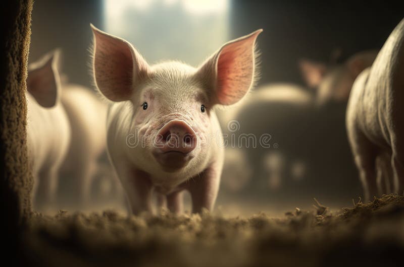Cute pig looking at camera stock illustration. Illustration of cute ...