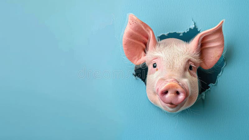 Cute Pig Peeking through a Hole Stock Illustration - Illustration of ...