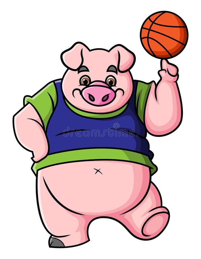 The Cute Pig is Playing a Basketball and Doing a Trick Stock Vector ...