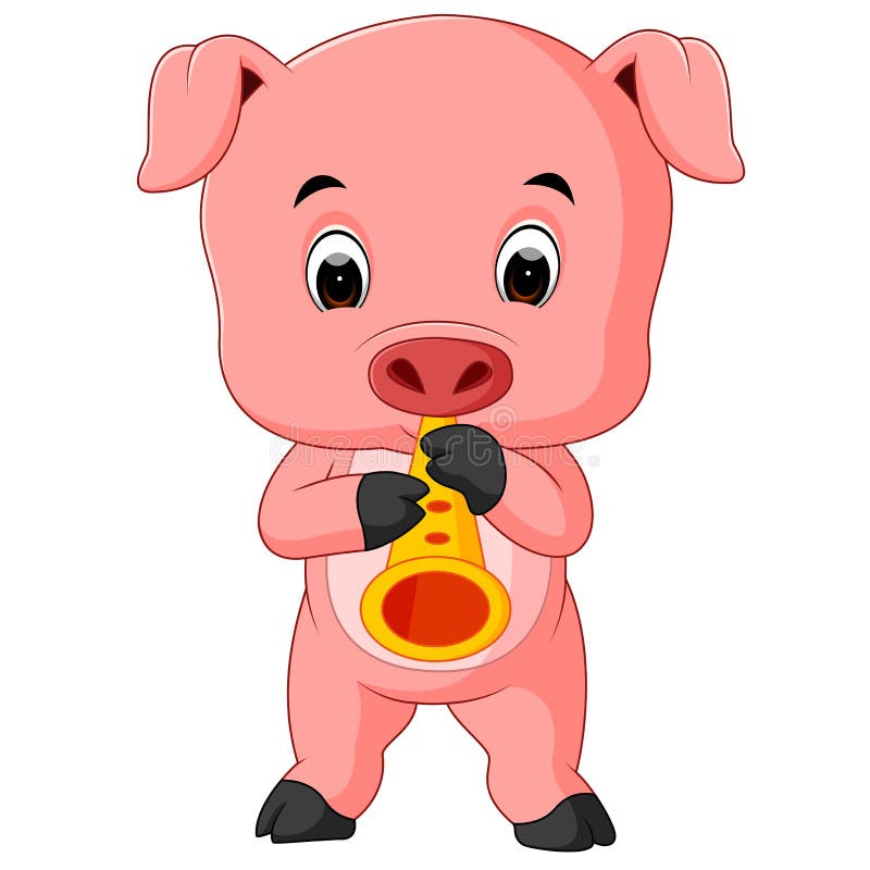 Cute pig playing saxophone stock vector. Illustration of instrument ...