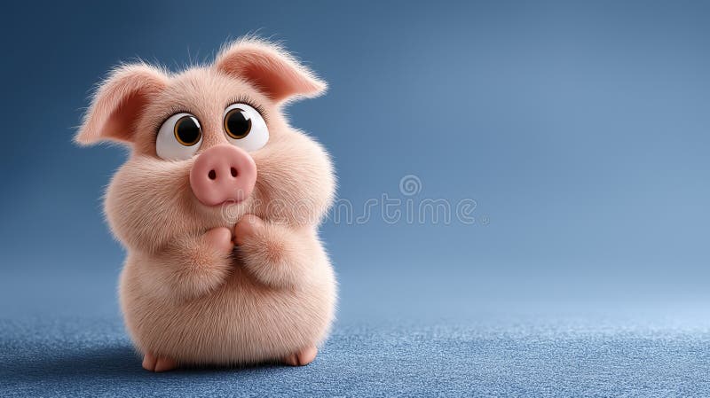 Cute Pig Posing on a Soft Blue Backdrop Stock Image - Image of animal ...
