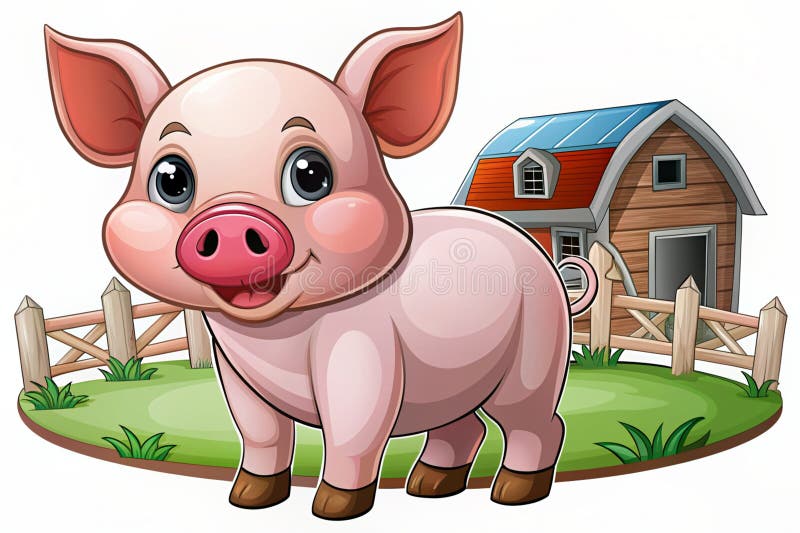 Cute Pig Standing in the Farm Illustration Stock Illustration ...