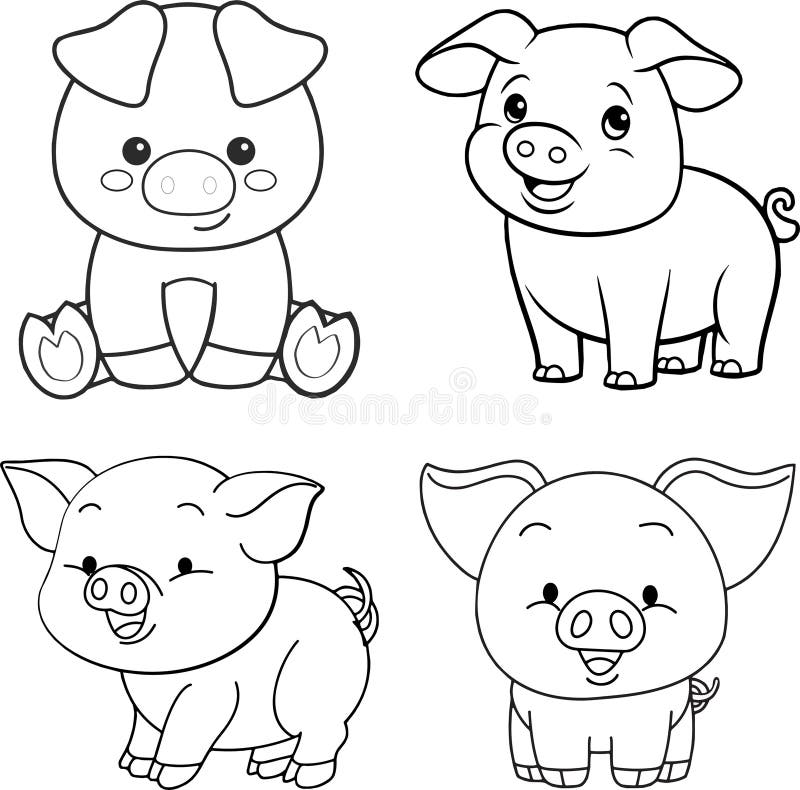 Cartoon Pig Outline Clip Art