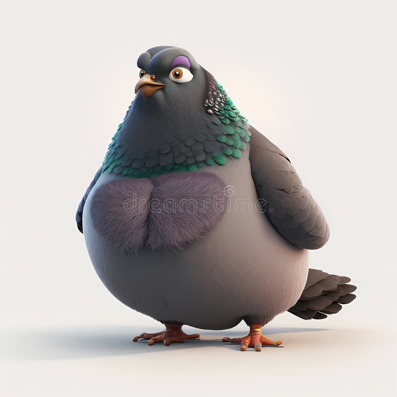Cute Pigeon Cartoon Style. Generative AI Stock Illustration ...