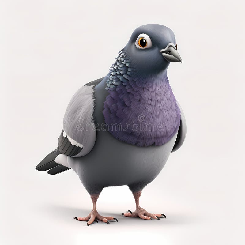 Cute Pigeon Cartoon Style. Generative AI Stock Illustration ...