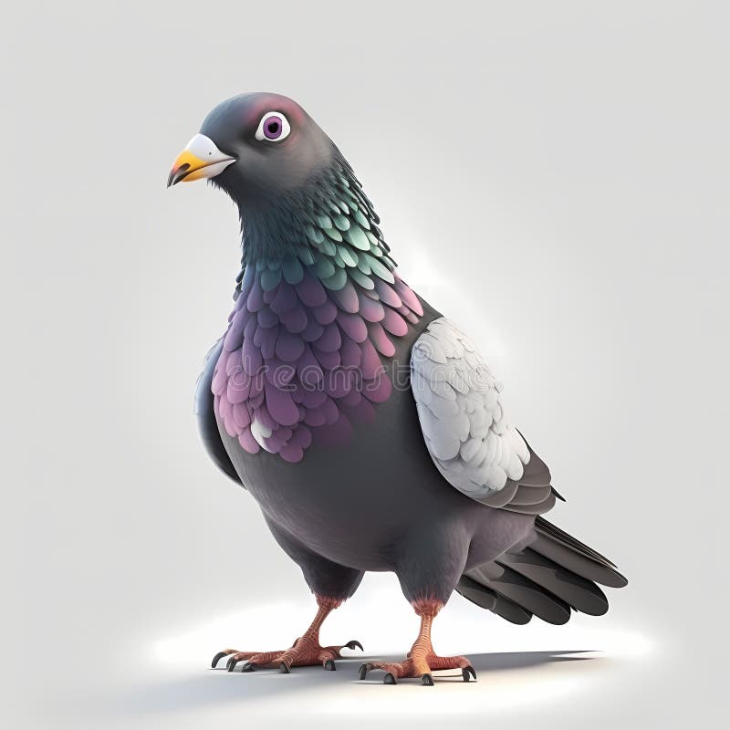 Cute Pigeon Cartoon Style. Generative AI Stock Illustration ...