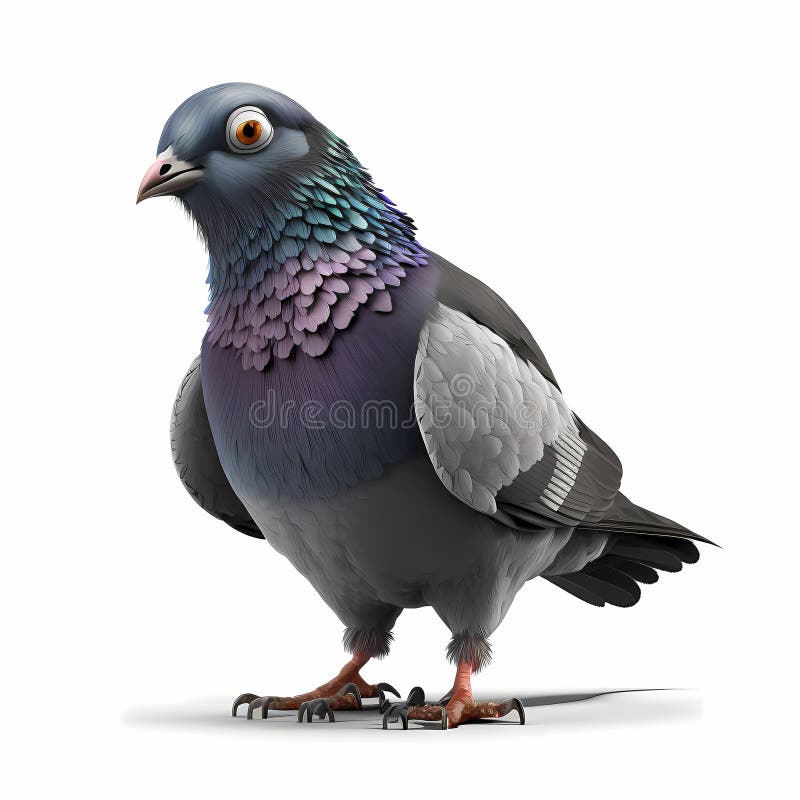 Cute Pigeon Cartoon Style. Generative AI Stock Illustration ...