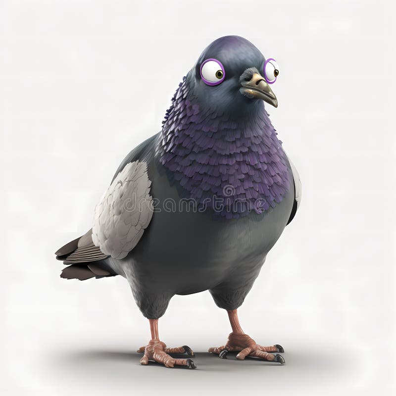 Cute Pigeon Cartoon Style. Generative AI Stock Illustration ...