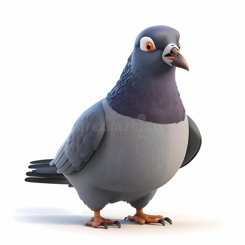 Cute Pigeon Cartoon Style. Generative AI Stock Illustration ...