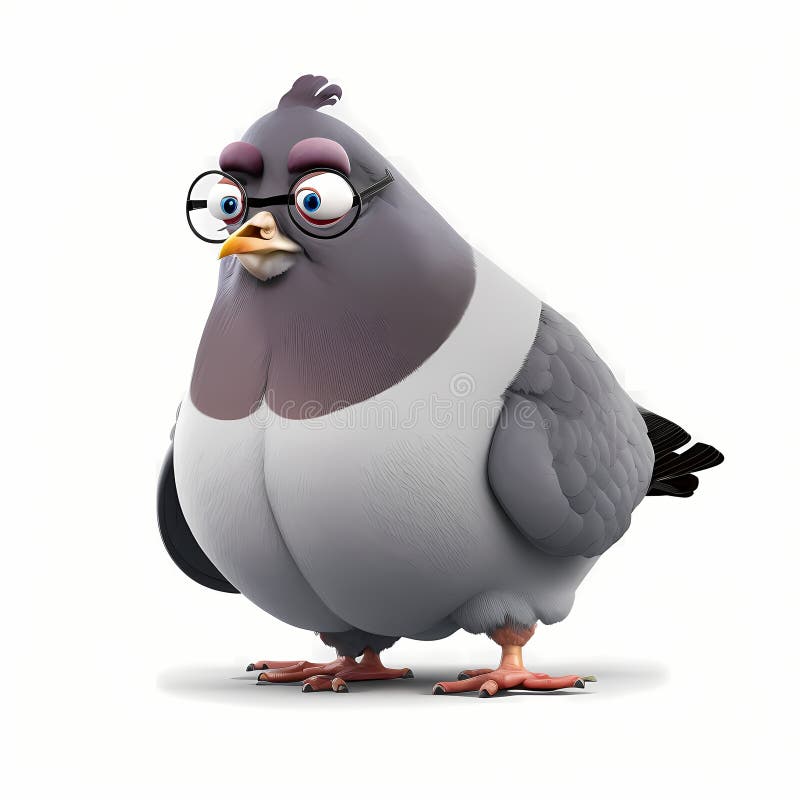Cute Pigeon Cartoon Style. Generative AI Stock Illustration ...