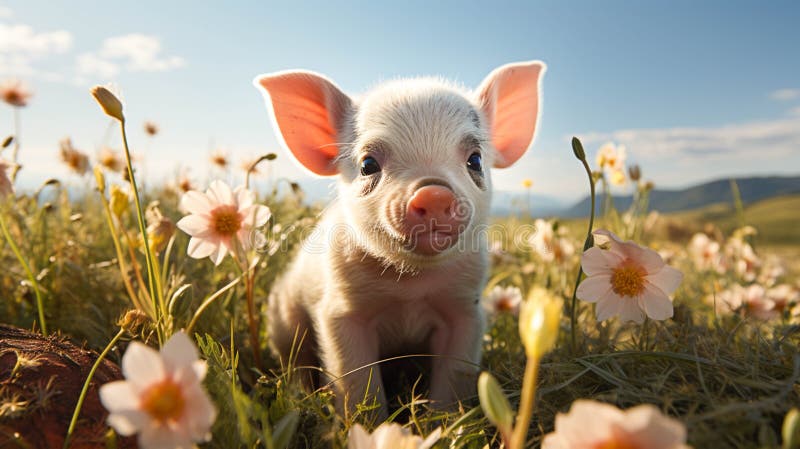Cute Piglet Grazing on Grass Stock Image - Image of outdoor, mammal ...
