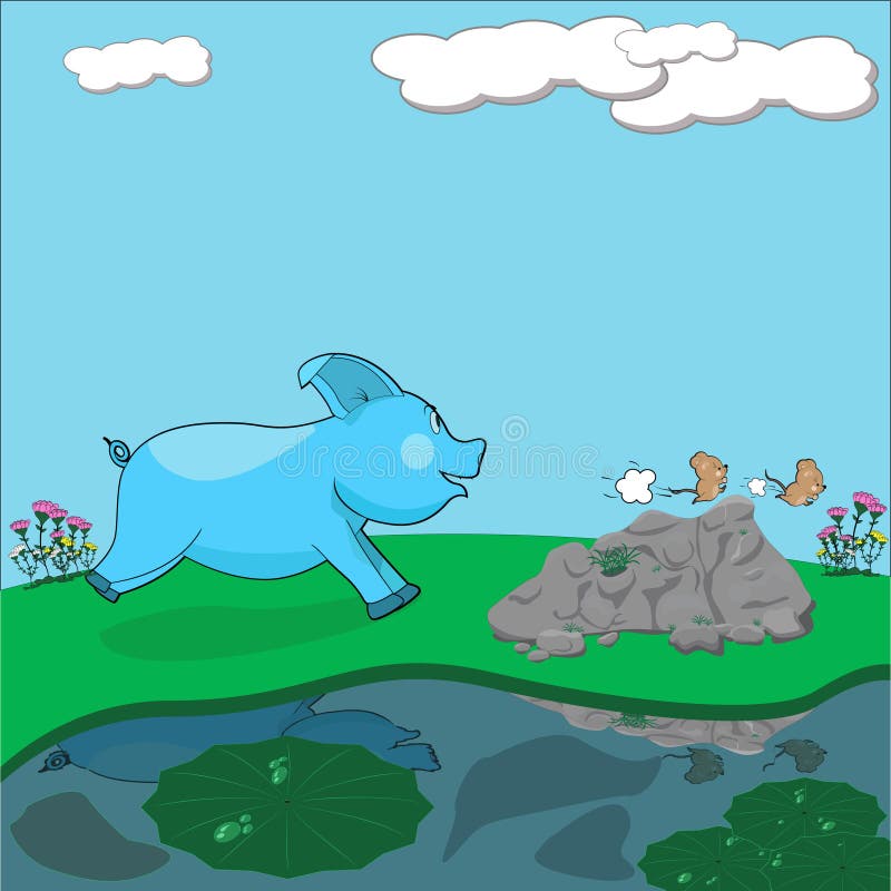 Running Piglet Cartoon Illustration Stock Vector - Illustration of ...