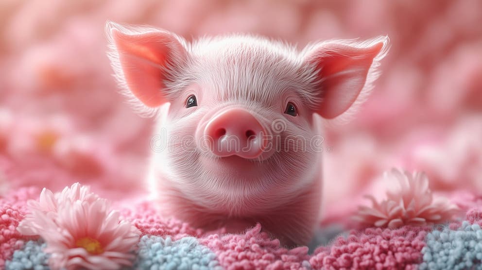 Cute Piglet Standing on a Rainbow. Stock Image - Image of celebration ...