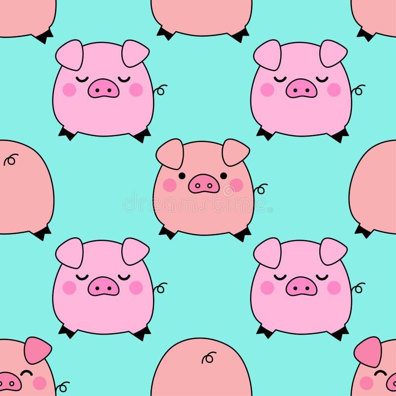 Cute Pigs Seamless Pattern Background Stock Vector - Illustration of ...