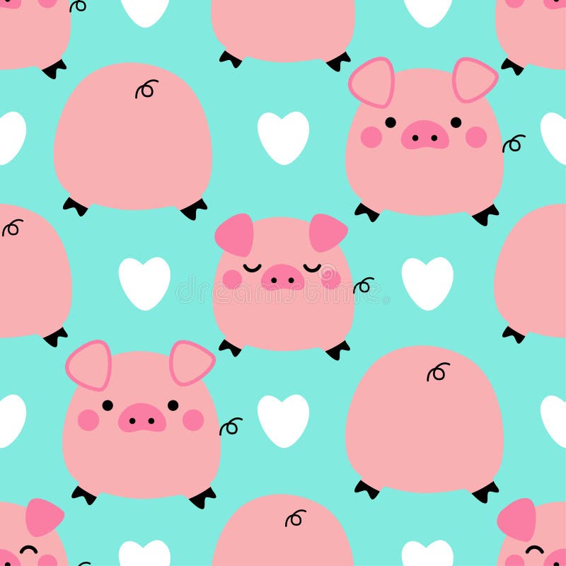 Cute Pigs Seamless Pattern Background Stock Vector - Illustration of ...