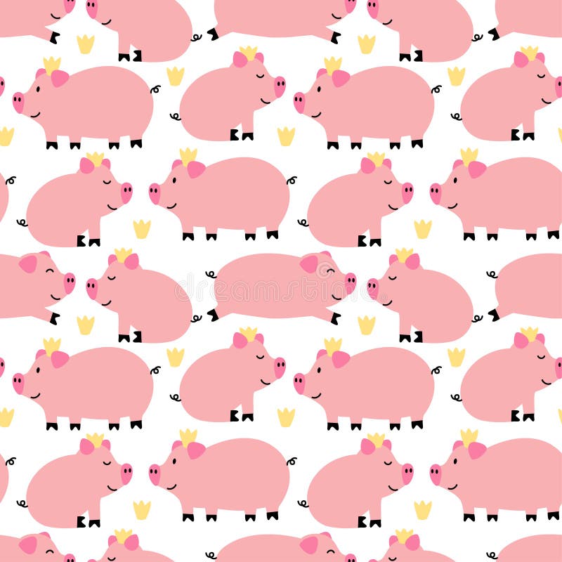 Cute Pigs Seamless Pattern Background Stock Vector - Illustration of ...