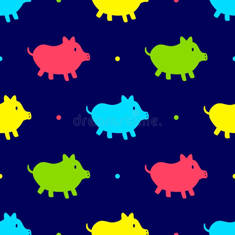 Cute pigs seamless pattern stock vector. Illustration of shower - 123613657