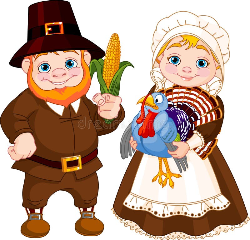 Cute Pilgrims Couple stock vector. Illustration of lovable - 27131105