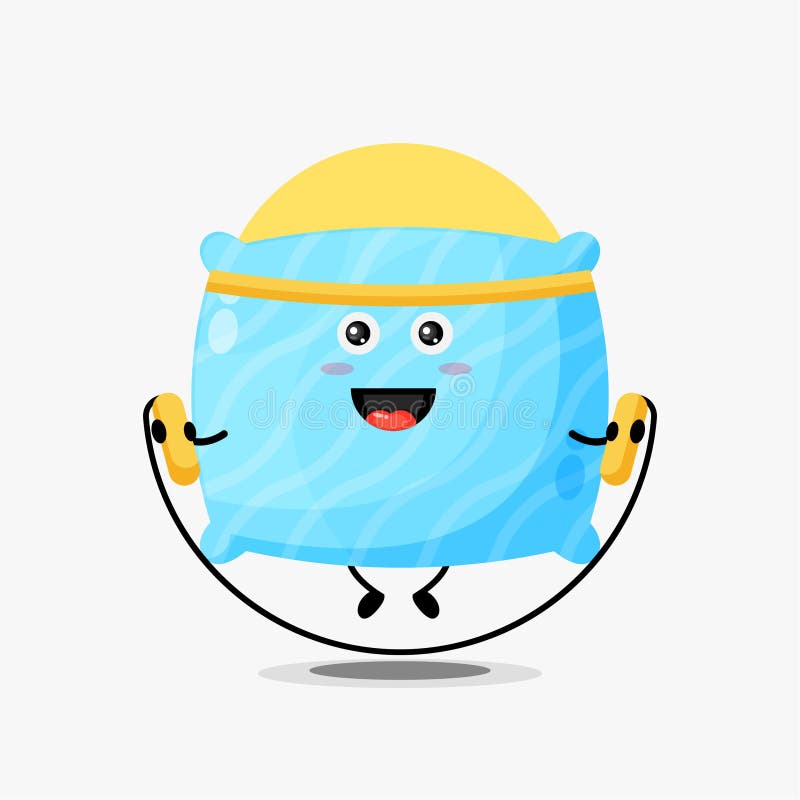 Cute Pillow Character Doing Jump Rope Stock Vector - Illustration of ...