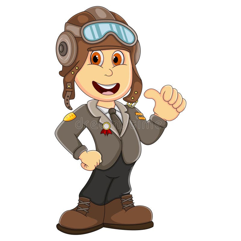 Cute young pilot cartoon stock illustration. Illustration of force ...