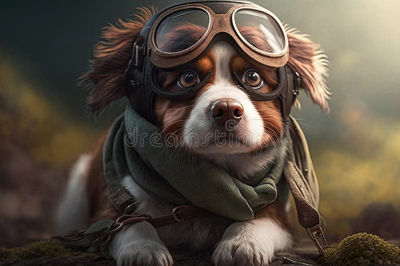 Cute Pilot Dog Wearing Flight Cap and Goggles, Ready for Takeoff Stock ... Cute Pilot Dog Wearing Flight Cap and Goggles, Ready for Takeoff Stock ...