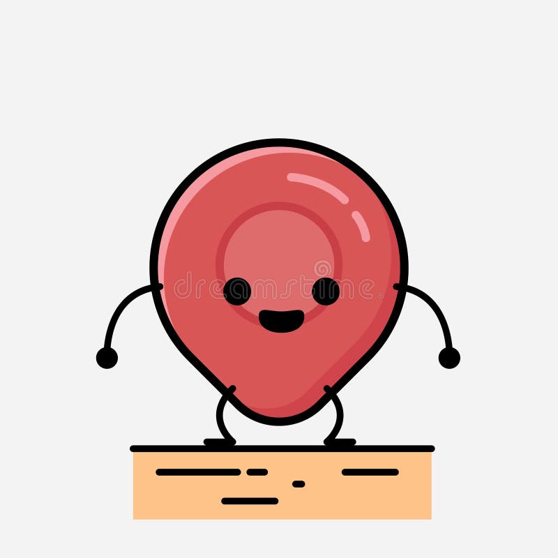Cute Pin Point Icon Mascot Vector Character in Flat Design Style Stock ...