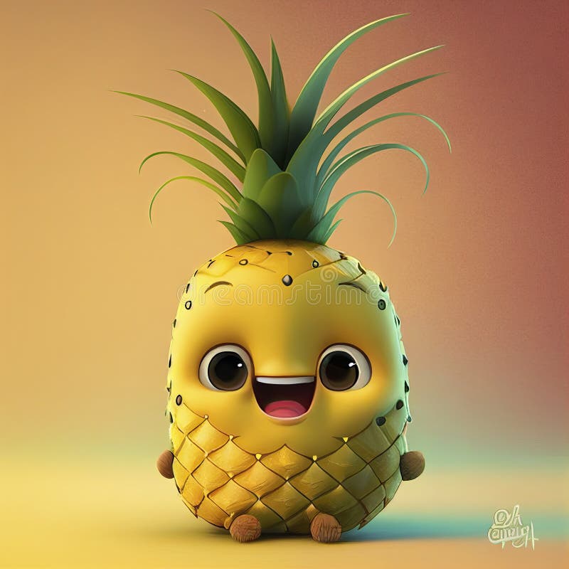 Cute Pinapple Cartoon Character Stock Illustration - Illustration of ...