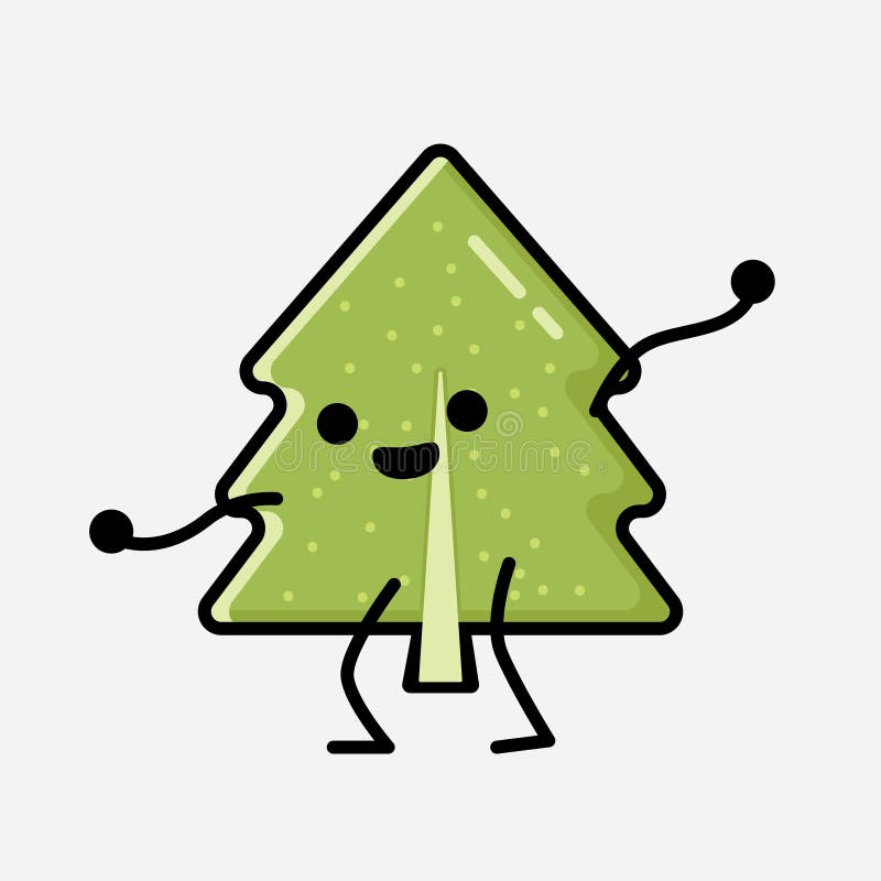 Cute Pine Tree Mascot Vector Character in Flat Design Style Stock ...