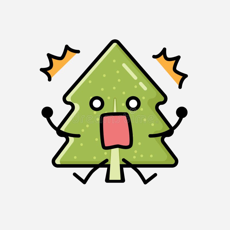 Cute Pine Tree Mascot Vector Character in Flat Design Style Stock ...