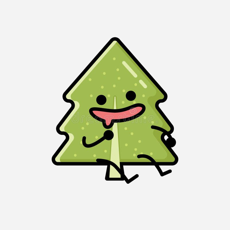 Cute Pine Tree Mascot Vector Character in Flat Design Style Stock ...