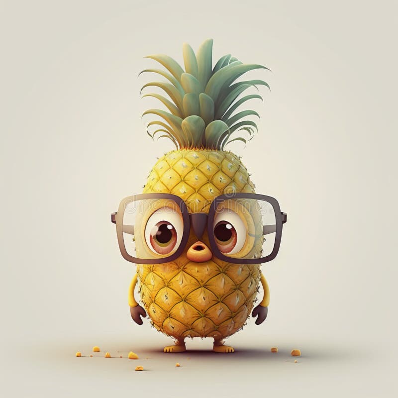 Cute Pineapple Character, Generative AI Stock Illustration ...