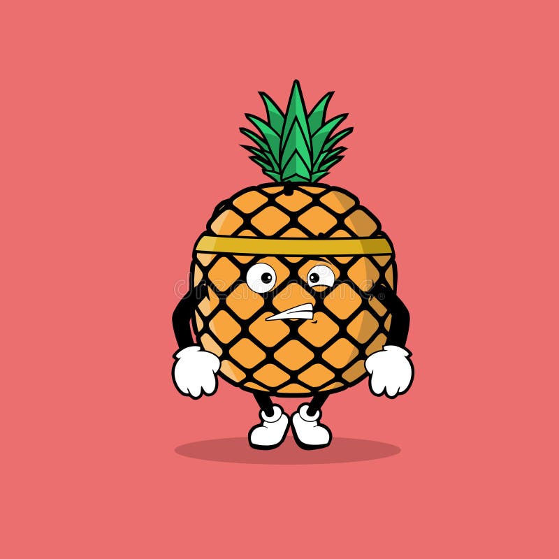 Cute Pineapple Fruit Character with Running Expression Stock Vector ...