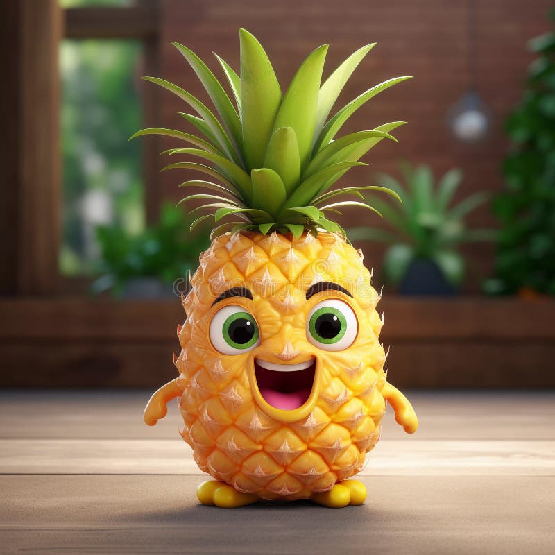 Cute Pineapple Happy Cartoon Character Stock Illustration ...