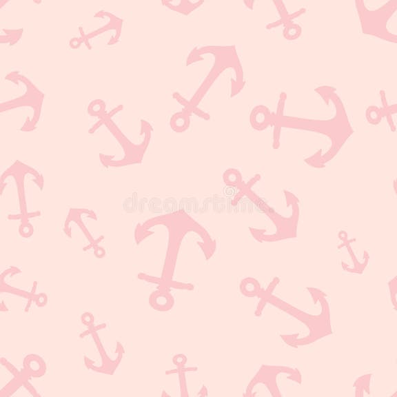 Cute Pink Anchor Pattern, Seamless Vector Repeat Pattern Stock Vector ...