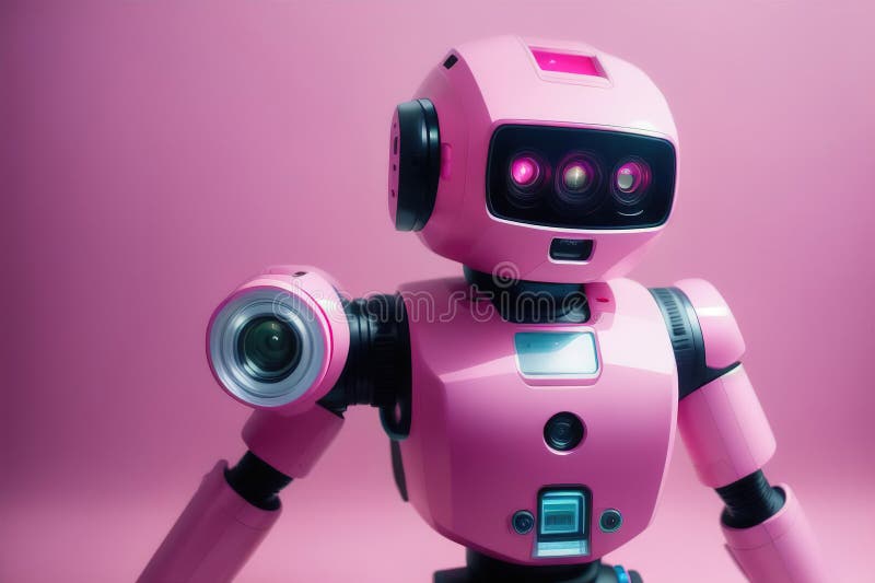 Cute Pink Android Robot. Generative AI Stock Illustration ...