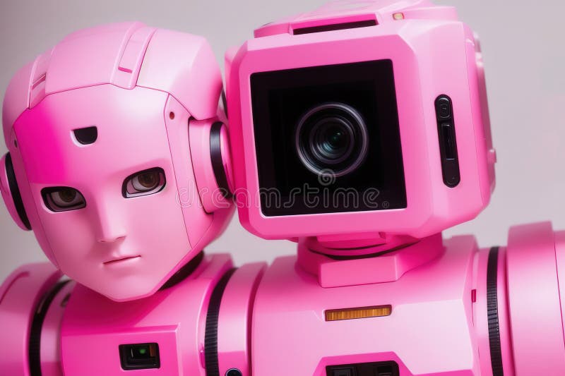 Cute Pink Android Robot. Generative AI Stock Illustration ...
